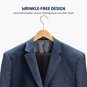 High-Grade Wooden Suit Hangers with Non Slip Pants Bar Smooth Finish Solid Wood Coat Hanger 360° Swivel Hook Precisely Cut Notches for Camisole, Jacket, Pant, Dress Clothes Hangers - 10 Pack, Natural