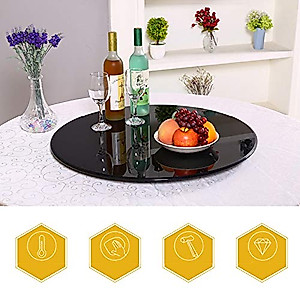 WYFFF 36inch Black Tempered Glass Lazy Susan Turntable for Dining Table, Large Lazy Susan Rotating Serving Tray, Smooth Quiet, Easy to Share Food