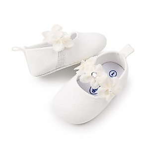HsdsBebe 2pcs/Set Newborn Baby Girl Princess Mary Jane Shoes Toddler Infant Wedding Dress Flat Shoes with Free Headband
