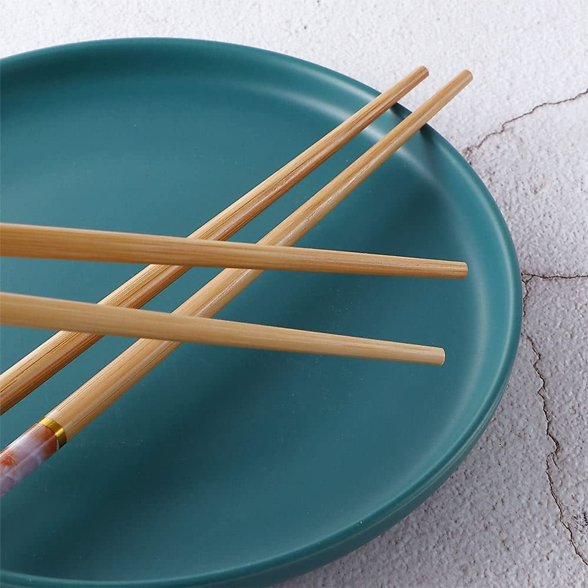 5 Pairs Natural Bamboo Chopsticks Reusable, Long Lightweight Wood Chopstick For Sushi Rice, Dishwasher Safe,For Restaurant Eating Cooking (green)