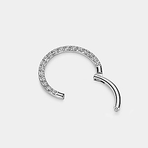 FANSING Grade 23 Titanium Daith Earrings for Women 16 Gauge Helix Cartilage Ear Piercing Hoop 10mm Septum Jewelry Silver Hinged Septum Nose Rings 16g Clicker