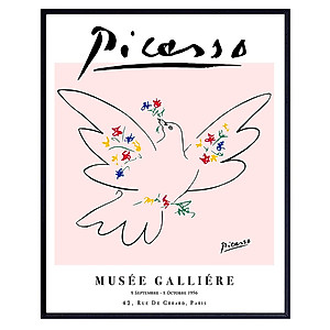 Pablo Picasso Minimalist Wall Art - Abstract Mid Century Modern Gallery Wall Art- Museum Poster - Line Art Wall Decor- Aesthetic Room Decor- Boho Wall Decor- The Impressionists - Dove of Peace