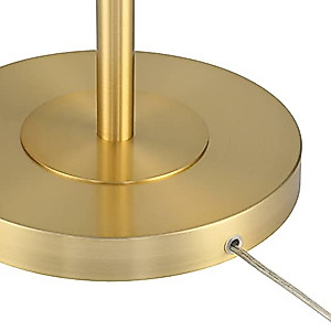 360 Lighting Rayna Modern Downbridge Floor Lamp Standing 61 1/2" Tall Warm Gold Metal Off-White Linen Fabric Drum Shade for Living Room Reading Bedroom Bedside Office Family House Home