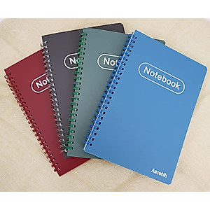 Aacehlh Spiral Notebook Set of 4, A5 College Ruled Lined Journal/Notebook,5.7'' x 8.3'',80 Sheets Per Notebook,Writing Journals for Work, Office & School Supplies. (Blue,Brown,Green,Wine red)