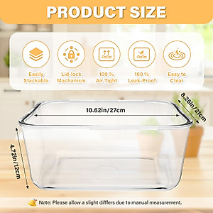 Extra Large Glass Storage Containers with Lids Airtight: Big Glass Containers with Lids - 220oz/28cup - XL Glass Rotisserie Chicken Container - Storing food Fruits Salads Free Oven Safe (Extra Large)