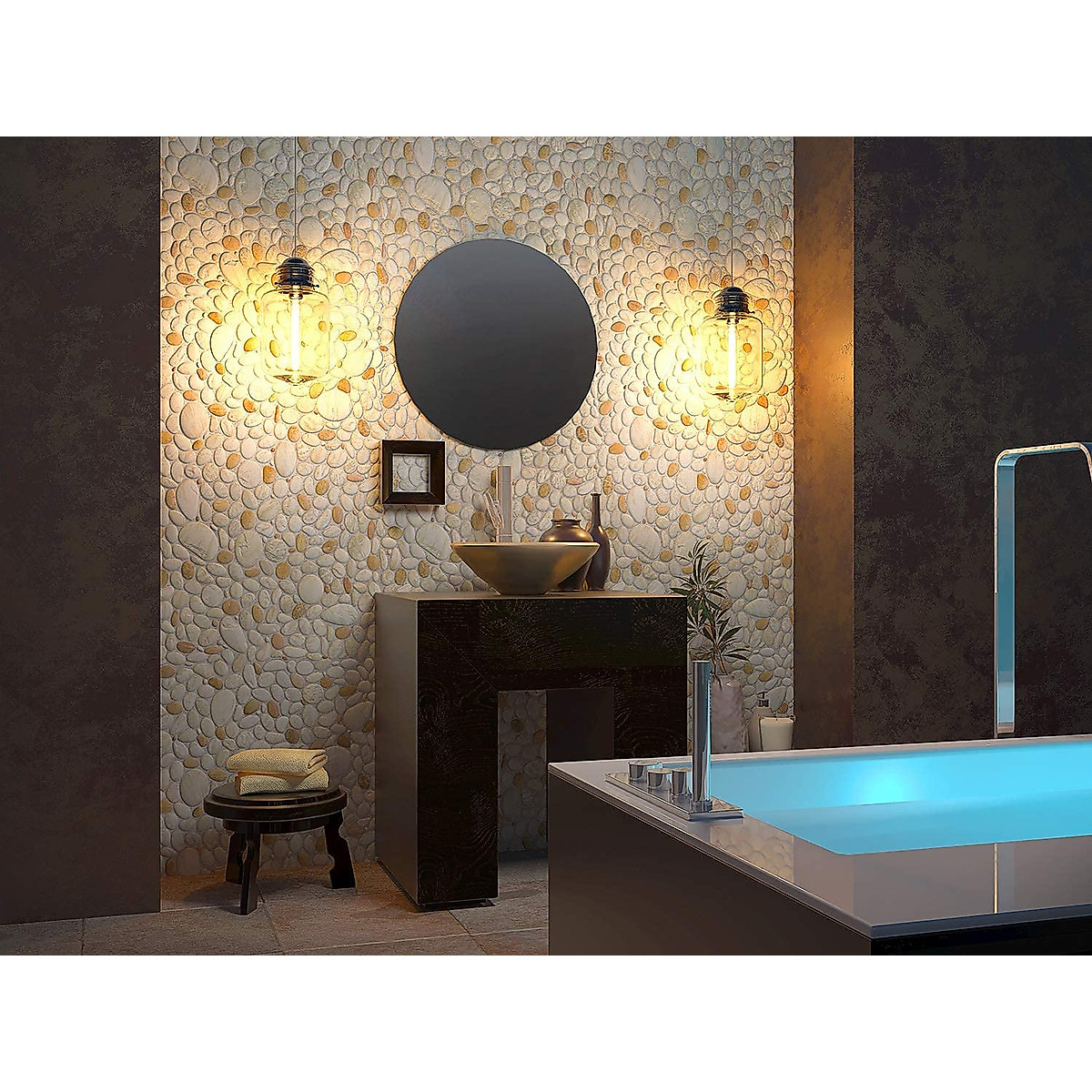 Sample for Display Purpose only Retro-Art 3D Wall Panels, Natural Pebble in White Beige Grey, PVC, 7"x10", 564PP