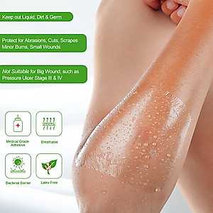 NeuHeils Transparent Film Dressing, Large Waterproof Wound Cover Bandage 4''x4.75'', 50 Packs, Post Surgical Shower or IV Shield, Tattoo Aftercare Bandage, Adhesive Patch 4 x 4 3/4 Inch