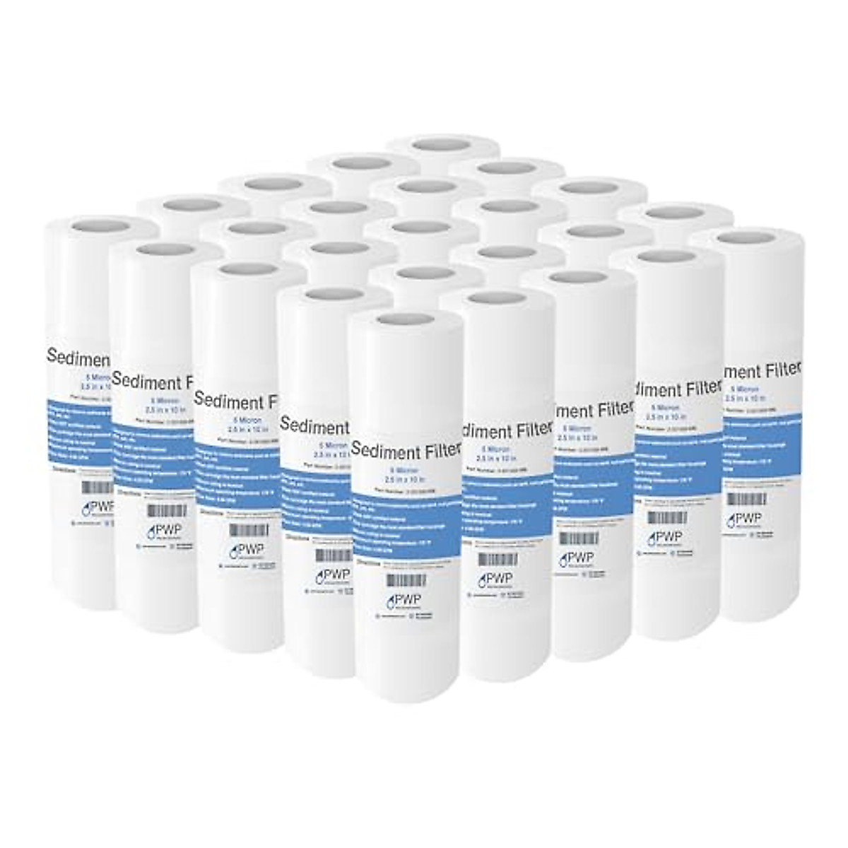 Sediment Melt Blown Water Filter Cartridge Standard 2.5x10" 5 Micron 25 Pack