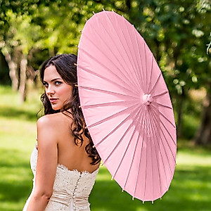 Weddingstar Paper Parasol with Bamboo Boning, Pastel Pink