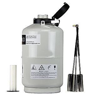 U.S.SOLID 10L Cryogenic Container Liquid Nitrogen LN2 Tank Dewar with Straps 6 Canisters
