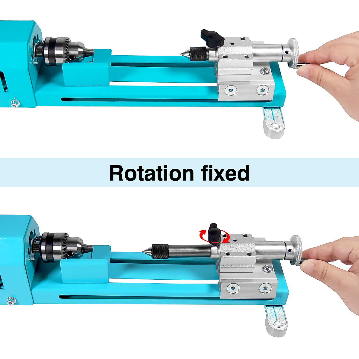 BERXOL Mini Wood Lathe Machine, 12V- 24VDC,7 Variabla Speeds 4000-9000 RPM, with Wood Lathe Milling Accessories, for Wood Polishing, Grinding, Cutting and Milling DIY … (A)