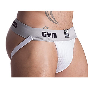 GYM Men's Workout Jockstrap with 2" Waistband (White, Medium, 1-Pack)
