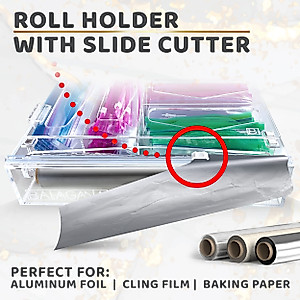 BALAGANA Drawer Organizer for Ziplock Bags and Foil - Acrylic Ziplock Bag Storage Organizer for Kitchen Drawer, 6 in 1 Clear Ziplock Bag Organizer for Drawer, Ziplock Bag Organizer with Wrap Dispenser