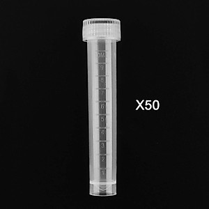 Bluecel 10ml Lab Plastic Frozen Test Tube Vial Seal Ring Container with Screw Caps and Scale (50)