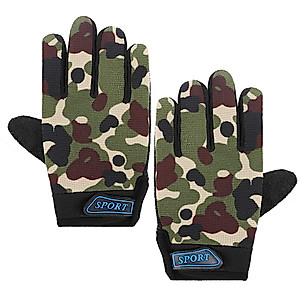 Accmor Kids Cycling Gloves, Kids Fishing Gloves, 4-10 Years Boys Girls Kids Sport Gloves, Breathable Non-Slip Full Finger Gloves for Child Cycling Climbing Riding Biking Outdoor Sports,Camo