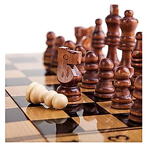 VONGAZ Chess Board Game Chess Set 13.3 Inch Wooden Chess and Checkers Set，Wooden Travel Chess Game Set Portable Chess Game Chess Game Set Chess Board Set