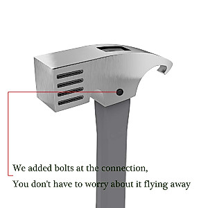 Camping Hammer Heavy Duty with Tent Stake Remover, 12.6" Steel Tent Hammer - Rubber Covered Handle Tent Mallet with Holding Strap (Black)