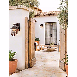 VOCLDFA Dusk to Dawn Sensor Outdoor Wall Lantern Nautical Style Outdoor Lighting fixtures Wall Mount Waterproof Outdoor Wall Sconce Retro Oil Rubbed Bronze Finish Outside Wall Lamp for Porch Yard