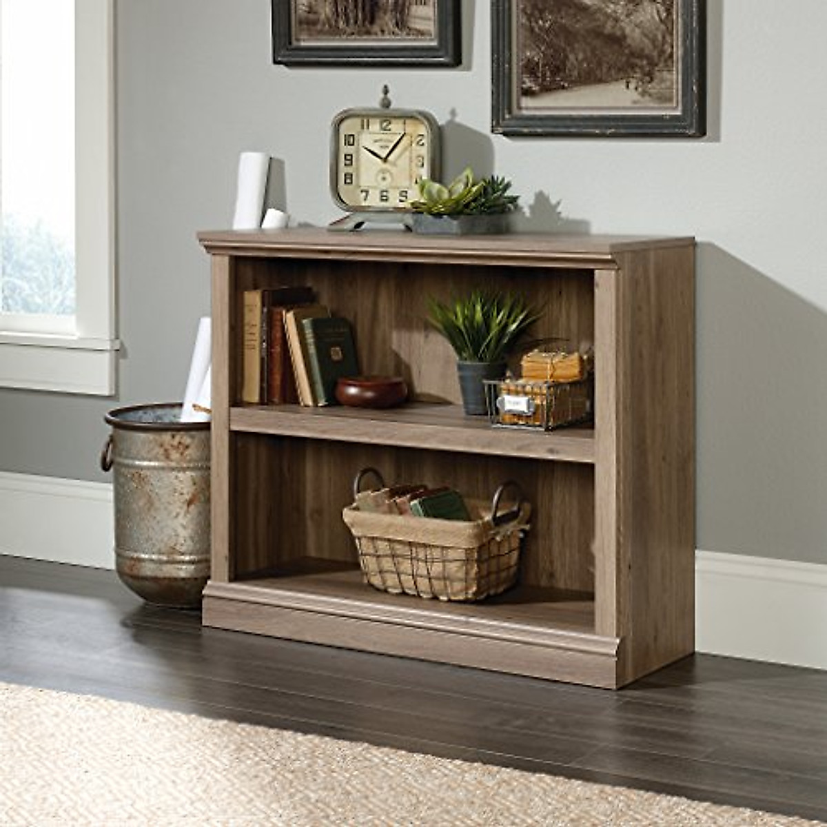 Sauder 2-Shelf Bookcase, Salt Oak finish