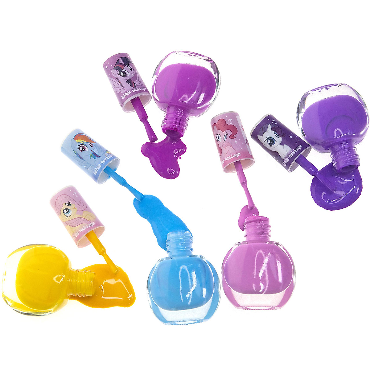 Townley Girl My Little Pony 10 Pcs Sparkly Cosmetic Beauty Makeup Set for Kids Girls Teen with 5 Pcs Lip Gloss, 5 Pcs Nail Polish & Nail Stickers Perfect for Parties, Sleepovers and Makeovers Age 3+