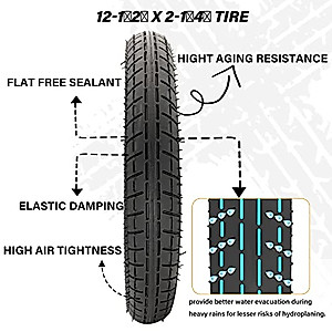 12 1/2 x2 1/4 Tire and Tube Set, 12.5 x 2.25 Bike Tire Compatible for Razor Pocket Mod Dirt Bike Currie Schwinn GT IZIP eZip MX125 Dirt Rocket, Replacement Kids Bike Tires 12.5 x 2.25