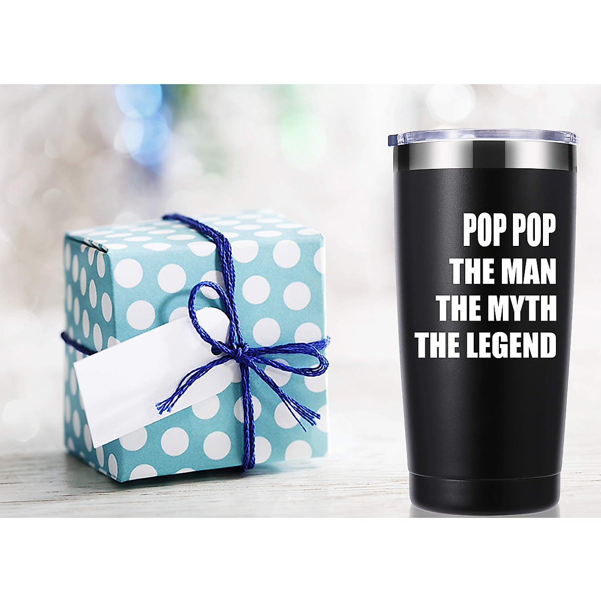 momocici Pop Pop The Man The Myth The Legend 20 OZ Tumbler.Grandpa Gifts.Birthday Gifts,Christmas Gifts for Men,New Grandpa,Grandpa Again,Granddad,New Grandfather,Husband,Men Travel Mug(Black)