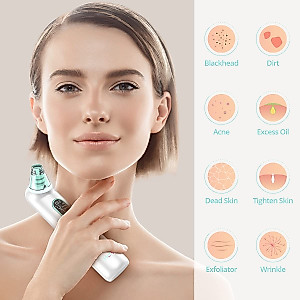 Blackhead Remover Pore Vacuum - Hotsch Blackhead Removal Tool, Pore Cleaner Electric Acne Extractor Kit, LED Display USB Rechargeable with Upgraded Blue Light 4 Replaceable Suction Probes