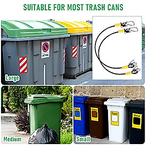 WXJ13 2 Pack Trash Can Lock Metal Outdoor Trash Can Lid Lock Animal Trash Can Lock Durable Steel Wire Rope for Prevent Garbage Spillage