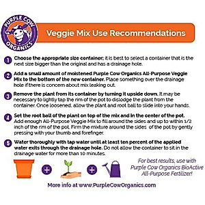 Purple Cow Organics All Purpose Veggie Mix, 1 Cubic Foot Bag, Organic Chemical-Free & Ready to Use Plant Based Compost Blend for Vegetable Gardens, Containers & Planter Pots, Raised Bed Boxes