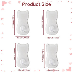 DeryArcle 4Pcs Cat Key Hook, Self Adhesive Hooks White Creative Cartoon Coat Hook Wall Mounted Hanger for Towel Scarf Bag Hat Gloves Robe Clothes (Type A)