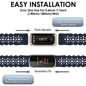 3 Pack Slim Sport Bands Compatible with Fitbit Luxe Band for Women, Soft Silicone Lace Thin Hollow-Out Replacement Wristbands Breathable Bands for Fitbit Luxe Fitness Smart Watch
