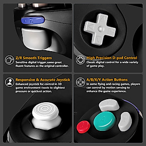 FIOTOK Gamecube Controller, Classic Wired Controller for Wii Nintendo Gamecube (Black)