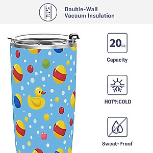 sanluoli Duckling in Bath Stainless Steel cups for men with Straw Lid coffee travel mug 20oz for gym modern insulated coffee tumbler 20 OZ