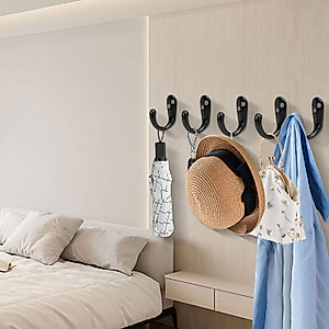 NearMoon Coat Hooks Wall Mounted - Heavy Duty Metal Single Prong Robe Hanger Rustproof Wall Hooks for Towel Hat Key Bag on Bathroom, Kitchen, Livingroom(10 Pack, Matte Black)