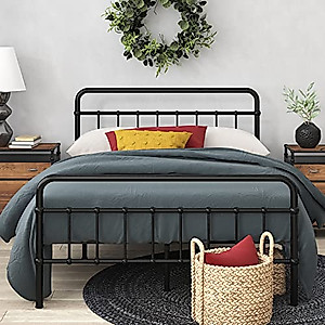 ZINUS Florence Metal Platform Bed Frame / Mattress Foundation / No Box Spring Needed / Easy Assembly, Black, Queen