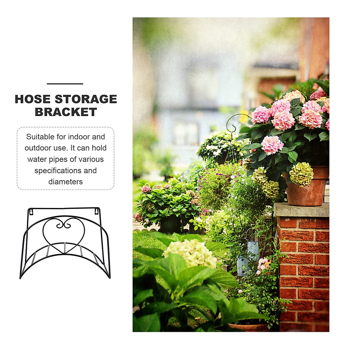 Hose Wrought Iron Frame Bling Accessories for car Heavy Duty Garden Hose Hanger Hose Holder Hanger Garden Hose Rack Water Hanging Hooks Outdoor Hose Wall Mount Metal Hook up Work