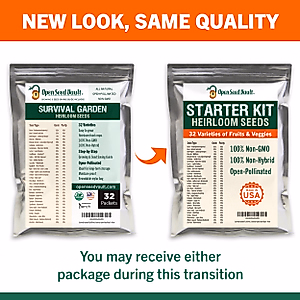 (32) Variety Pack Survival Gear Food Seeds | 15,000 Non GMO Heirloom Seeds for Planting Vegetables and Fruits. Gardening Gifts & Emergency Supplies | by Open Seed Vault