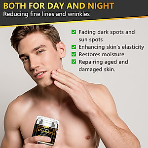 Mens Moisturizer,Retinol Cream for face,Natural Anti-Aging with Retinol, Collagen & Hyaluronic Acid - Day & Night Anti-Wrinkle Cream - Firming, Hydrating & Renewing Effect - 1.7Oz