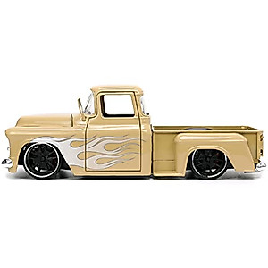 Jada Toys Just Trucks 1:24 1955 Chevy Stepside Pickup Die-cast Car Tan with Tire Rack, Toys for Kids and Adults (26144)