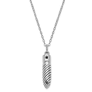 Sonia Jewels 925 Sterling Silver Vintage Antiqued Lined Bullet Ash Holder 18in. Pendant Necklace Charm Chain 18"