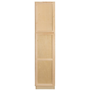 Quicklock RTA (Ready-to-Assemble) | Base Kitchen Cabinets - Shaker Style | 100% Plywood | Made in America | Soft Close Hardware (Raw Maple, 24" D x 18" W x 84" H Pantry)