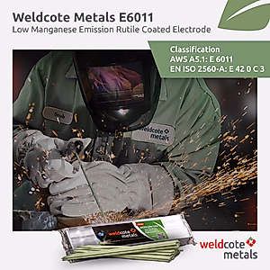 Weldcote Metals E 6011 Welding Rod 1/8" 5 Lbs, Low Manganese Emission Patented Stick Welding Rods for Safer Welding, Carbon Steel Stick Electrodes - Made in Israel