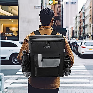 Thermal Food Delivery Backpack w/Cup Holders Insulated Pizza Delivery Bag Mesh Pocket and Receipt Window Waterproof Cooler Bag for Outdoors,Doordash, Uber, Postmates, Instacart