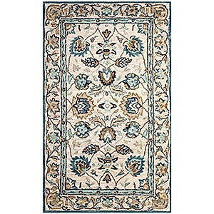 SAFAVIEH Antiquity Collection 3' x 5' Peacock / Blue AT812B Handmade Traditional Oriental Premium Wool Area Rug