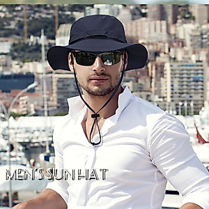 Outdoor Quick-Drying Sun Hat for Men, Summer Man Foldable Sun Protection Wide Brim Sun Hats Bucket Hats Beach Hat UPF 50+ Navy