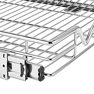 Hold N' Storage Pull Out Cabinet Drawer Organizer, Heavy Duty-with 5 Year Limited Warranty- Slide Out Shelves, -17”W x 21”D - Requires at Least a 18-1/4” Cabinet Opening, Steel Metal, Chrome Finish
