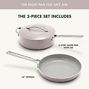 GreenPan Nova 10” Frying Pan Skillet and 4.37QT Sauté Pan with Lid, Oprah’s Favorite Things 2024, PFAS-Free Ceramic Nonstick, Induction Suitable, Sear, Fry, Broil, Dishwasher & Oven Safe, Clay