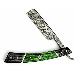 Sharpend Damascus Steel hand made Straight Barber Razor shaving razor folding fixed blade knife Ready Classic Barber Blade Edge, Men Straight Razor, Wooden case, Close Shave, Great Gift