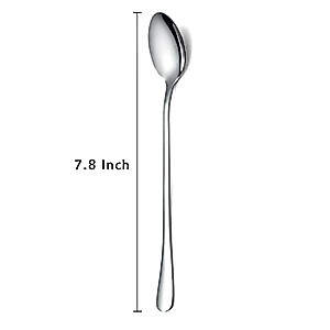 Long Handle Spoon, Coffee Stirrers, Premium Stainless Steel Ice Cream Spoon, Cocktail Stirring Spoons, Tea Spoons, Set of 8 (Silver)