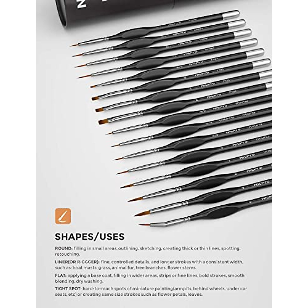 Nicpro 16 PCS Small Detail Paint Brush Set, Professional Miniature Painting Kit Fine Detail Brushes for Watercolor Oil Acrylic, Craft, Models, Rock Painting, Paint by Number- Come with Holder & Bag